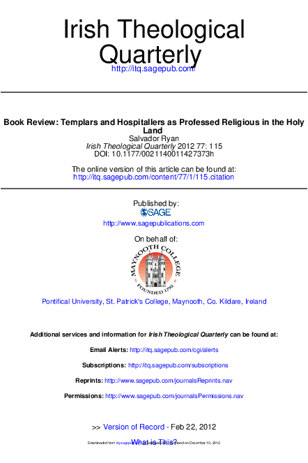 (PDF) Jonathan Riley-Smith Templars and Hospitallers