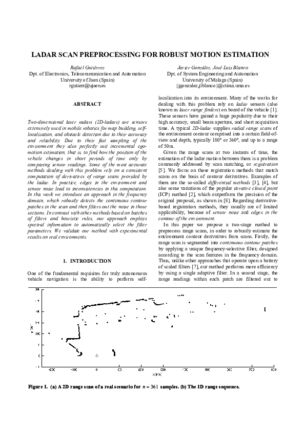 Pdf Ladar Scan Preprocessing For Robust Motion Estimation