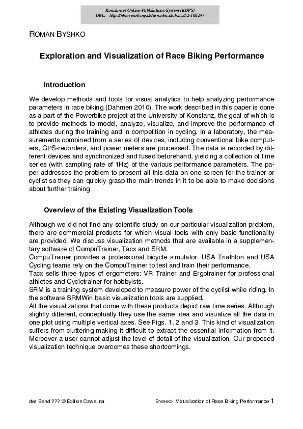 (PDF) Exploration and visualization of race biking performance