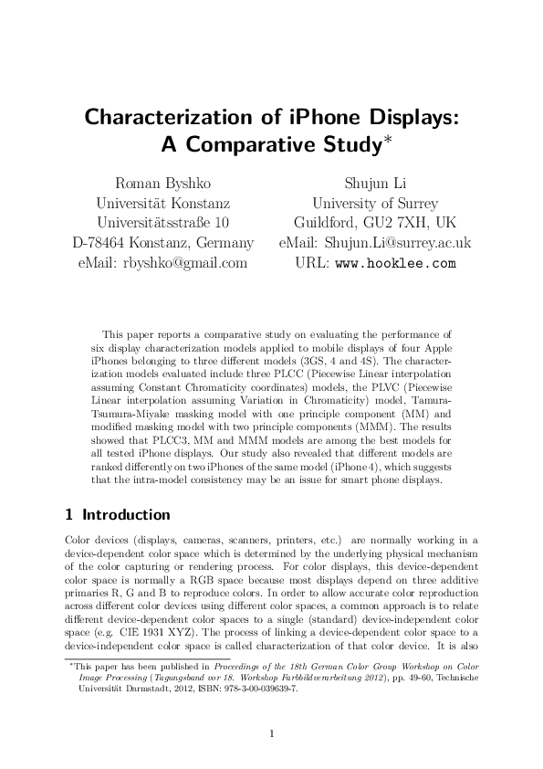 (PDF) Characterization of iPhone Displays: A Comparative Study