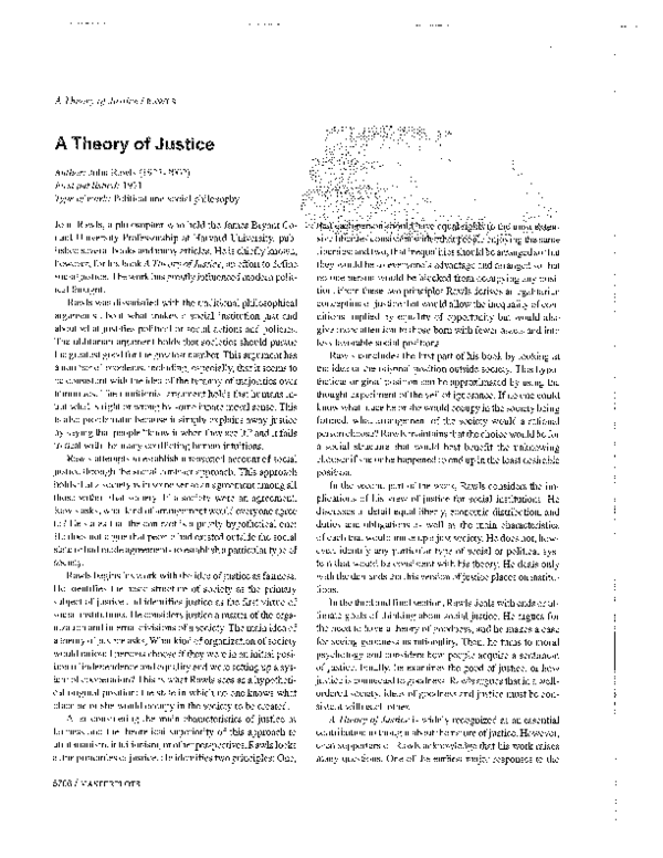 (PDF) John Rawls's A Theory of Justice