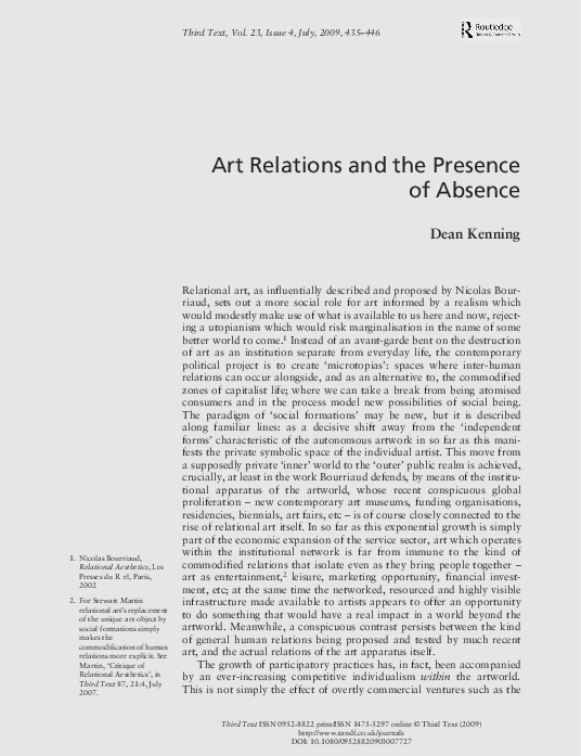 (PDF) Art relations and the presence of absence