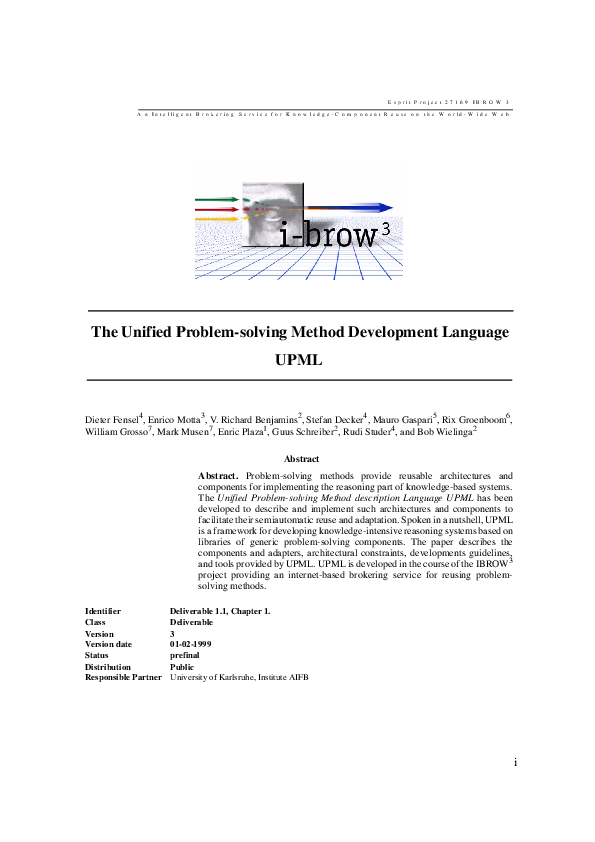 (PDF) The Unified Problem-Solving Method Development Language UPML