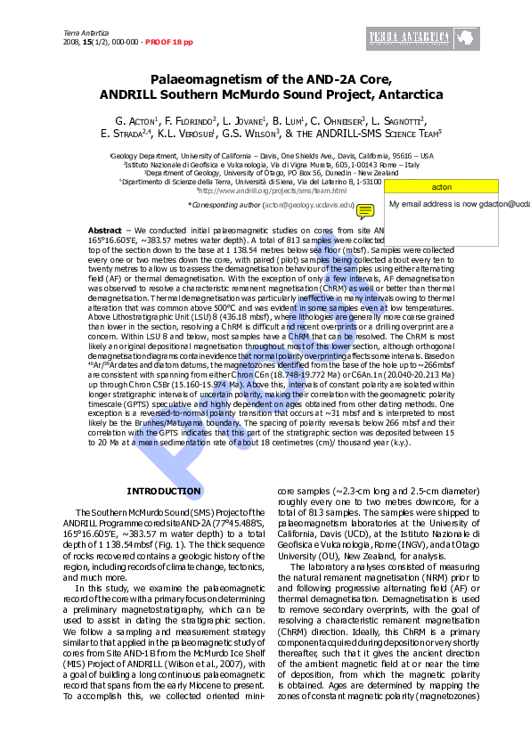 (PDF) Paleomagnetism of the AND2A Core, ANDRILL Southern McMurdo Sound ...
