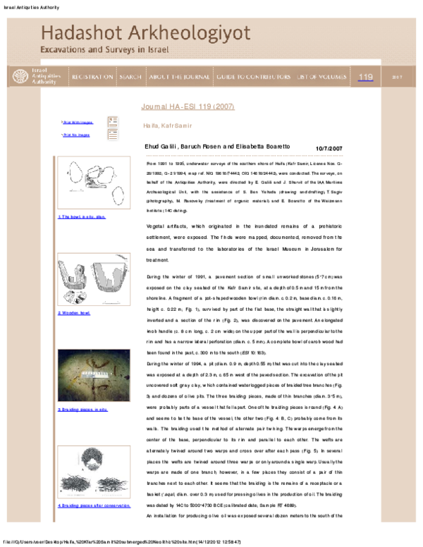 (PDF) Haifa, Kfar Samir, submerged Neolithic site