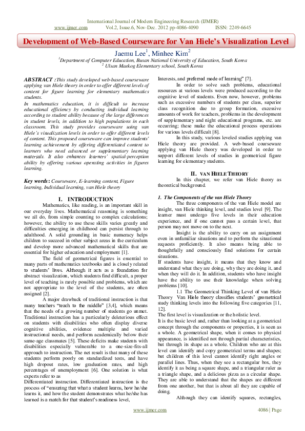 (PDF) Development of Web-Based Courseware for Van Hiele's Visualization ...