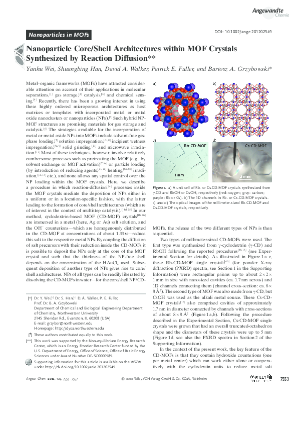 (PDF) Nanoparticle Core/Shell Architectures within MOF Crystals ...
