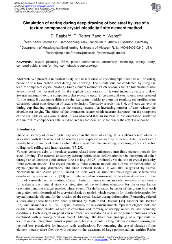 Introduction of a texture component crystal plasticity finite element method for anisotropy ...