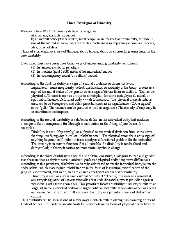 (DOC) Three paradigms of disability