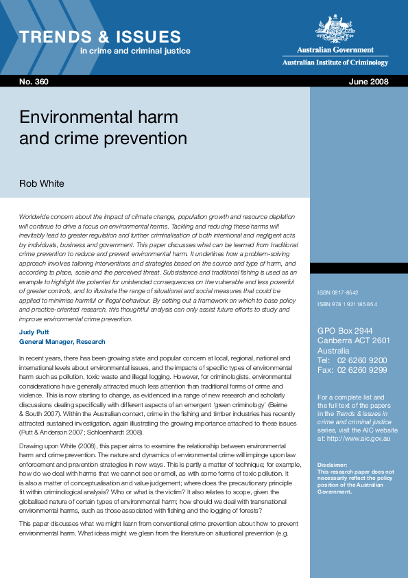 (PDF) White, R. (2008) ‘Environmental Harm and Crime Prevention ...