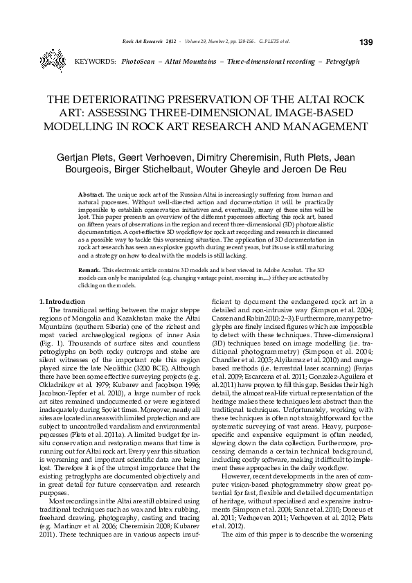 (PDF) The deteriorating preservation of the Altai Rock art : assessing ...