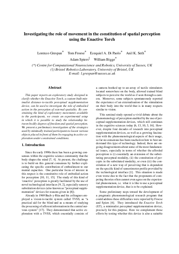(PDF) Investigating the role of movement in the constitution of spatial ...
