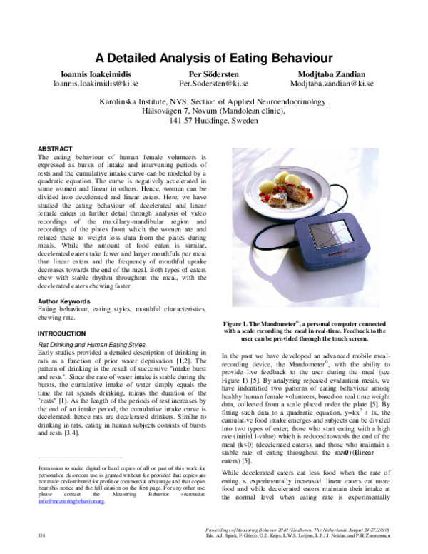 (PDF) A Detailed Analysis of Eating Behaviour
