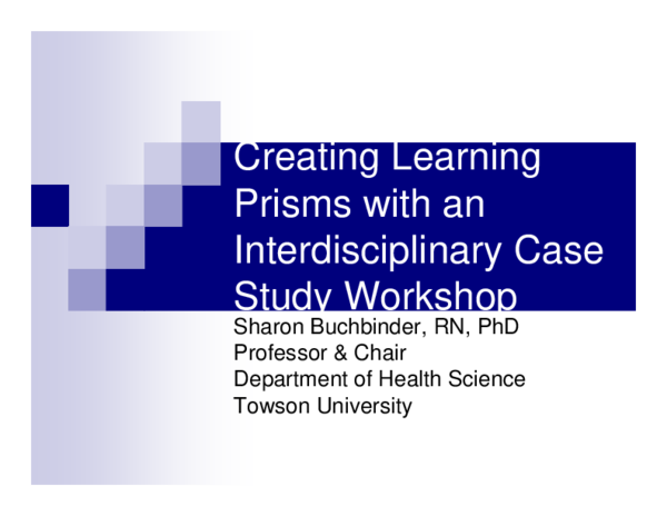 (PDF) Creating learning prisms with an interdisciplinary case study workshop