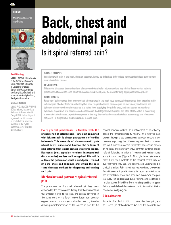 (PDF) Back, chest and abdominal pain-is it spinal referred pain?