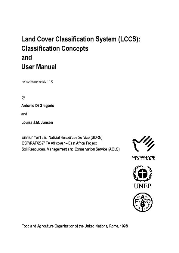(PDF) Land cover classification system: LCCS: classification concepts ...