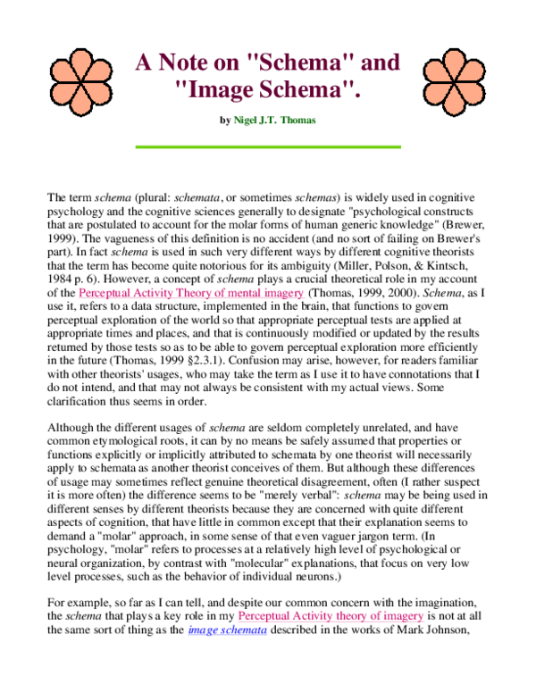 (PDF) A note on schema and image schema