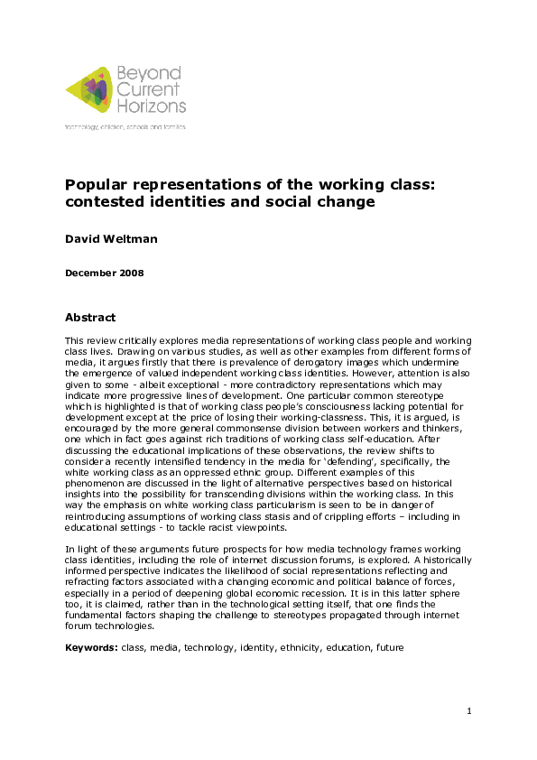 (PDF) Popular representations of the working class: contested ...