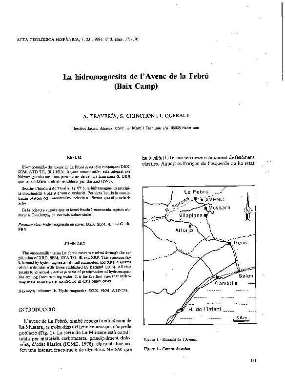 (PDF) La hidromagnesita de l'Avenc de la Febró (Baix Camp)