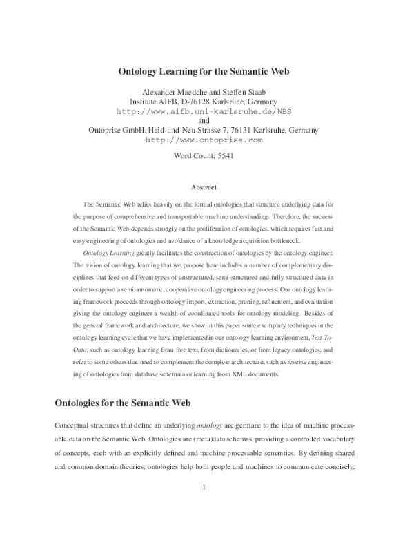Pdf Ontology Learning For The Semantic Web