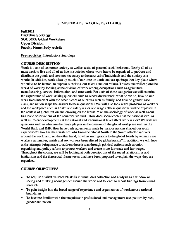 (PDF) The sociology of work: structures and inequalities