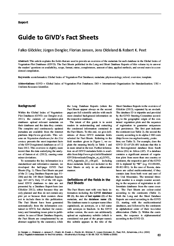 (PDF) Guide to GIVD's Fact Sheets
