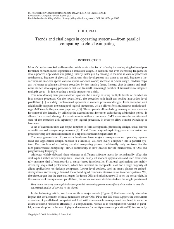(PDF) Trends and challenges in operating systems from parallel computing to cloud computing
