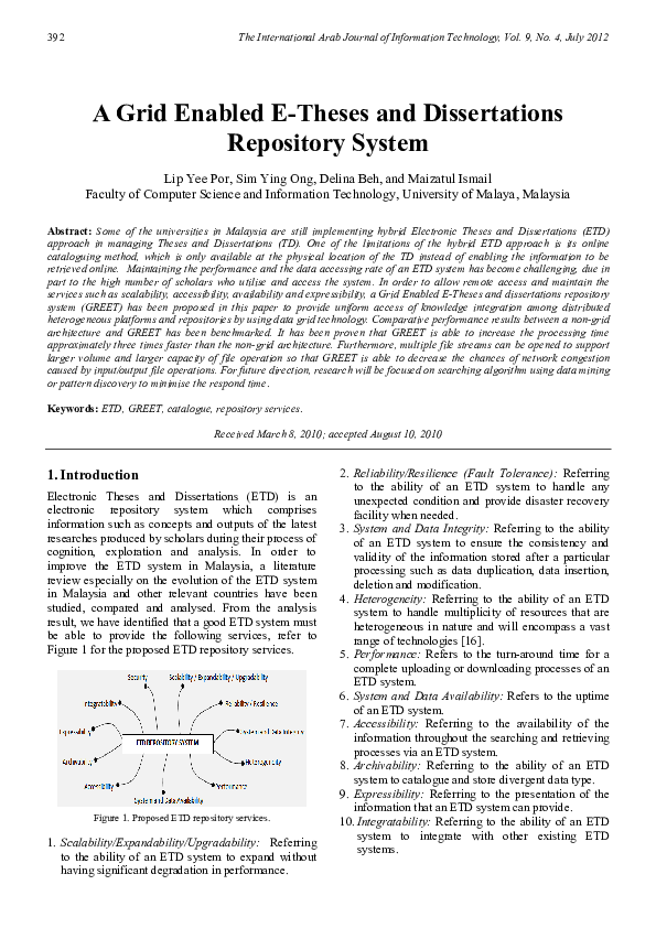 (PDF) A Grid Enabled E-Theses and Dissertations Repository System