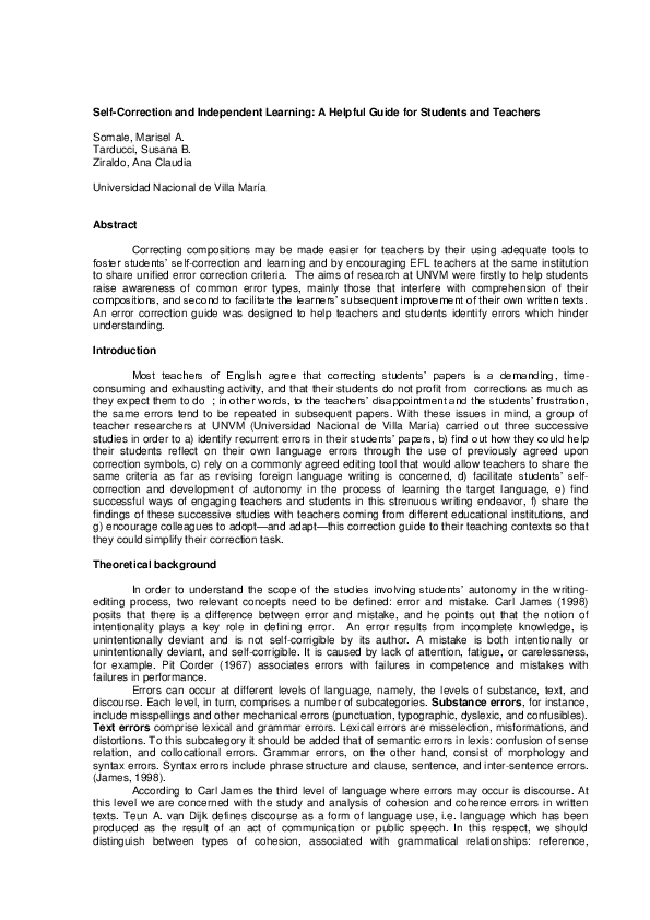 (PDF) Self-correction and Independent Learning: A Helpful Guide for ...