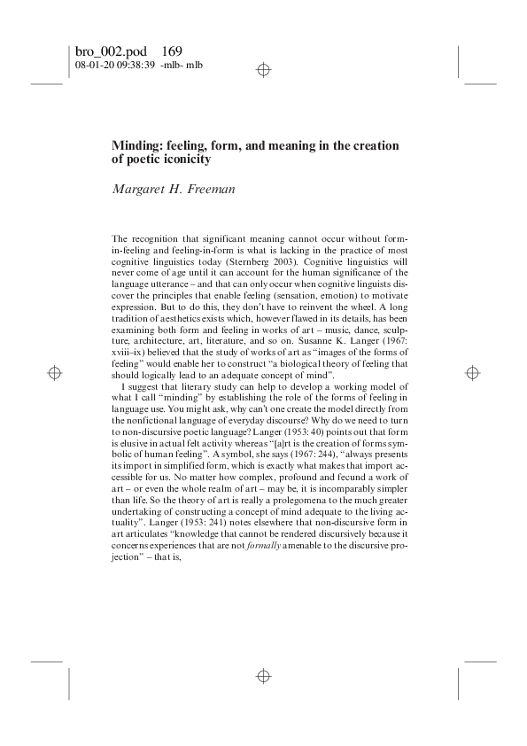 (PDF) Minding: Feeling, form, and meaning in the creation of poetic ...