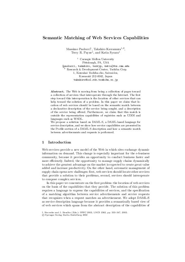 (PDF) Semantic Matching of Web Services Capabilities
