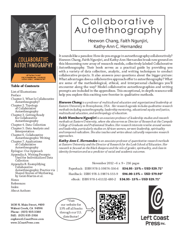 Pdf Collaborative Autoethnography