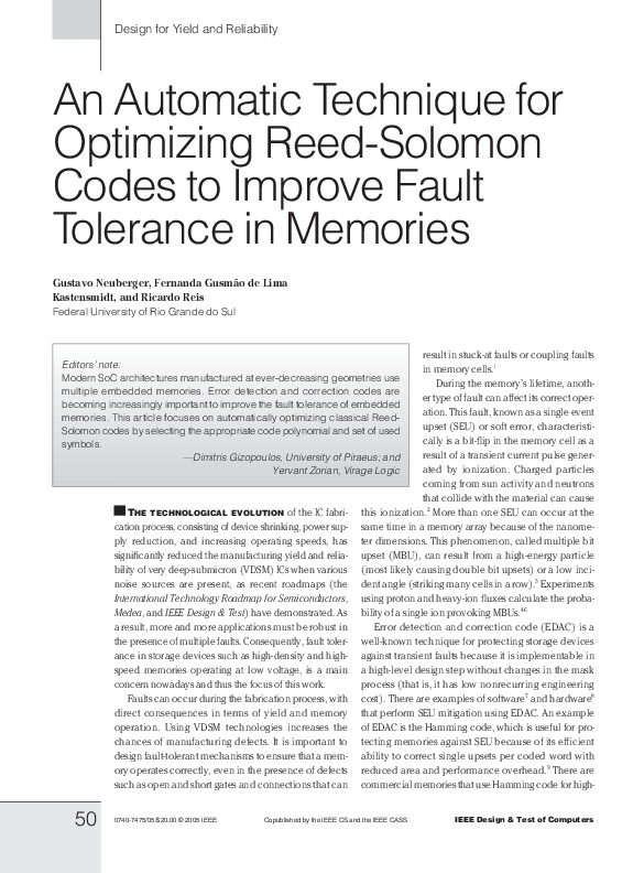 (PDF) An automatic technique for optimizing Reed-Solomon codes to ...