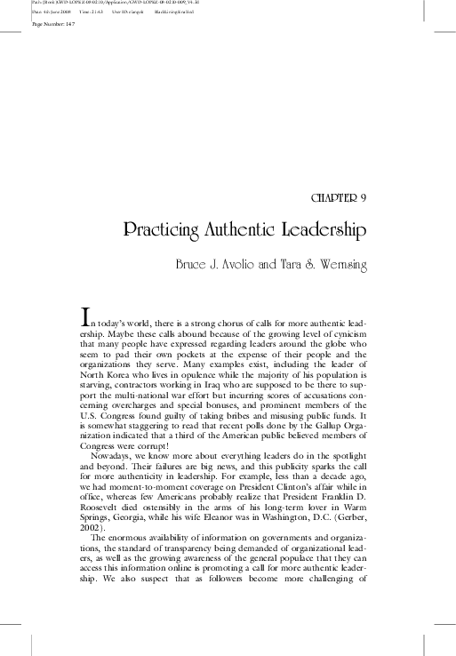 (PDF) Practicing authentic leadership