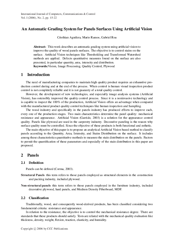 (PDF) An Automatic Grading System for Panels Surfaces Using Artificial ...