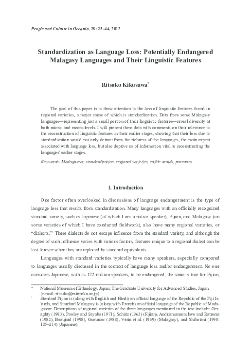 features of language standardization