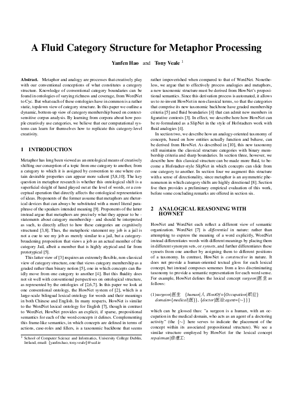 (PDF) A Fluid Category Structure for Metaphor Processing
