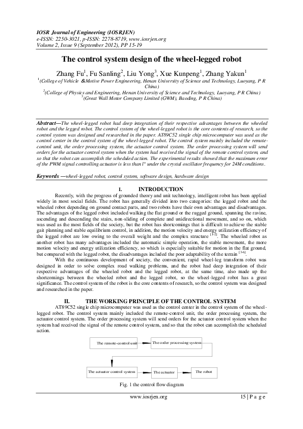 (PDF) The control system design of the wheel-legged robot
