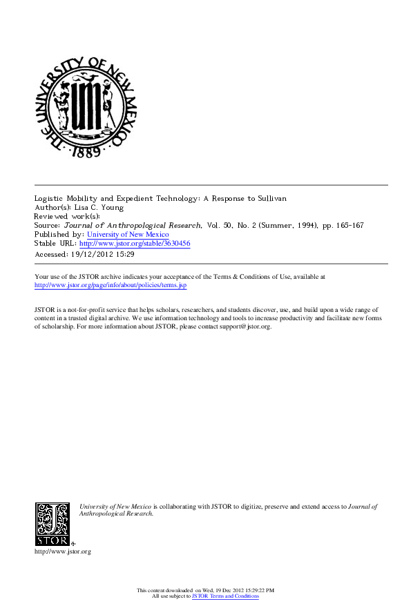 (PDF) Logistic Mobility and Expedient Technology: A Response to Sullivan