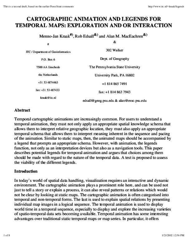 (PDF) Cartographic animation and legends for temporal maps: Exploration ...
