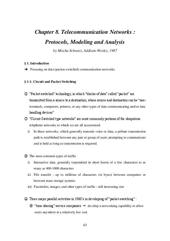 (DOC) Telecommunication networks: protocols, modeling and analysis