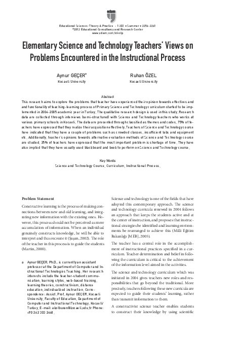 (PDF) Elementary Science and Technology Teachers’ Views on Problems ...