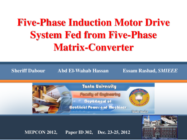 Five-Phase Induction Motor Drive System Fed from Five-Phase Matrix ...