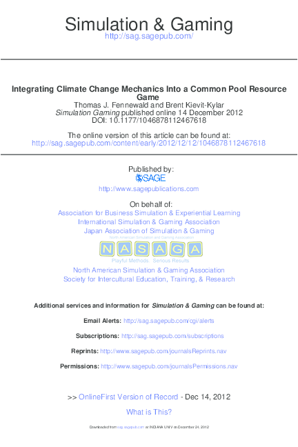 (PDF) Integrating Climate Change Mechanics into a Common Pool Resource Game