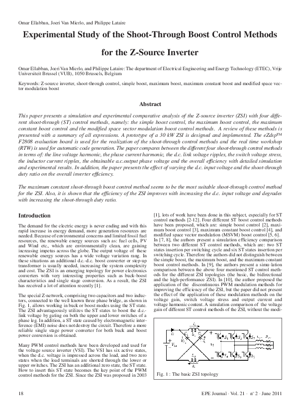 (PDF) Experimental Study of Shoot-Through Control Methods for Z-Source Inverter
