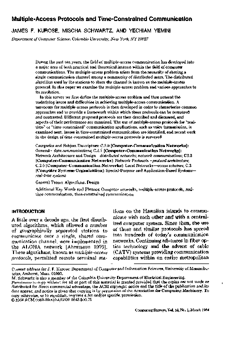 Pdf Multiple Access Protocols And Time Constrained Communication