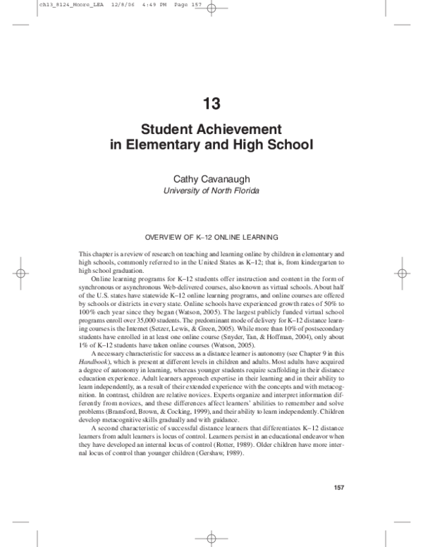 (PDF) Student Achievement in Elementary and High School.