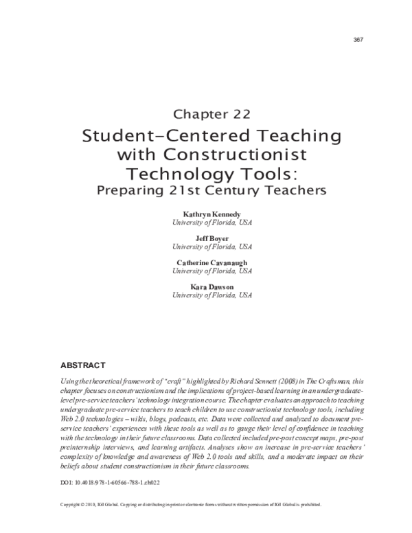(PDF) Student-centered teaching with constructionist technology tools ...