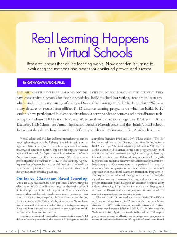 (PDF) Real learning happens in virtual schools