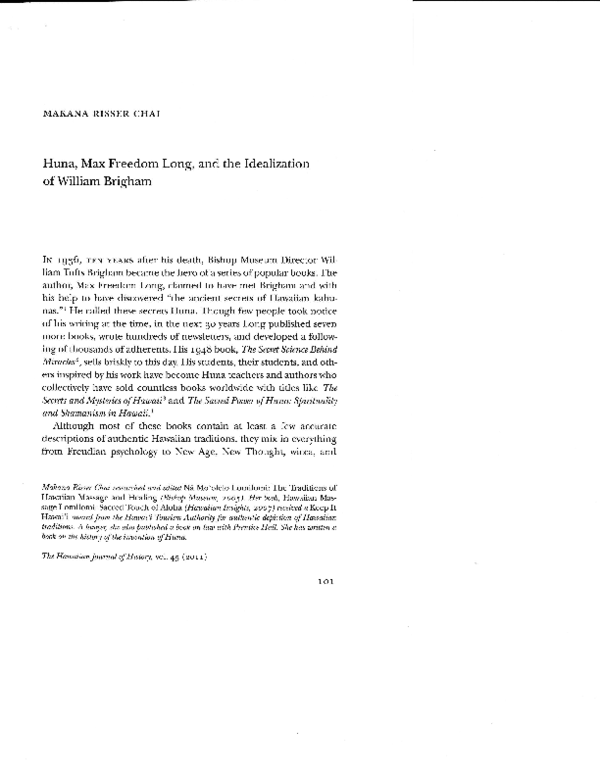 (PDF) Huna, Max Freedom Long, and the Idealization of William Brigham